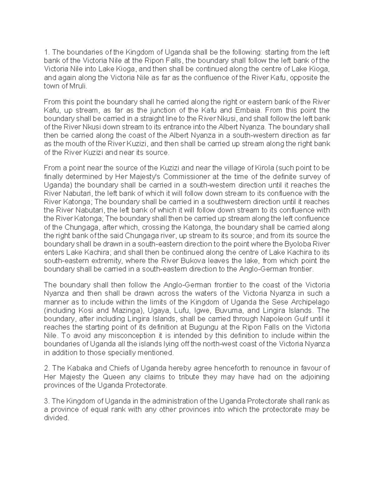 Buganda Agreement 1900: Defining Uganda's Boundaries and Governance ...