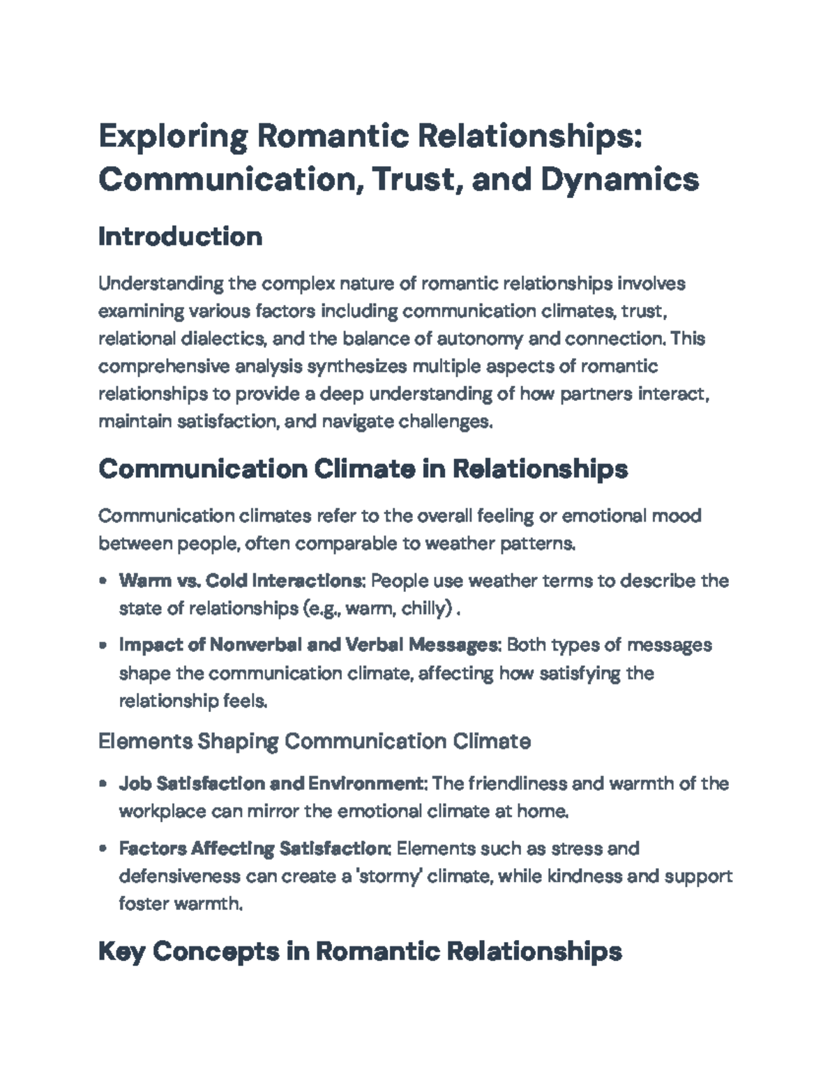 Exploring Romantic Relationships: Comm., Trust & Dynamics Analysis ...