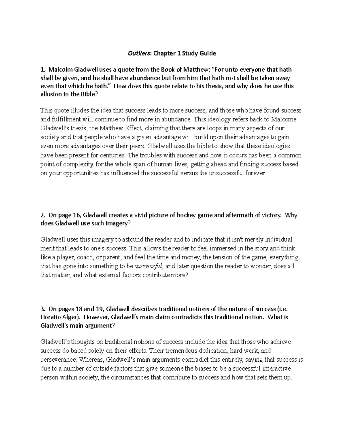 Outliers (Chapter 1) Study Guide: Key Concepts and Insights - Studocu