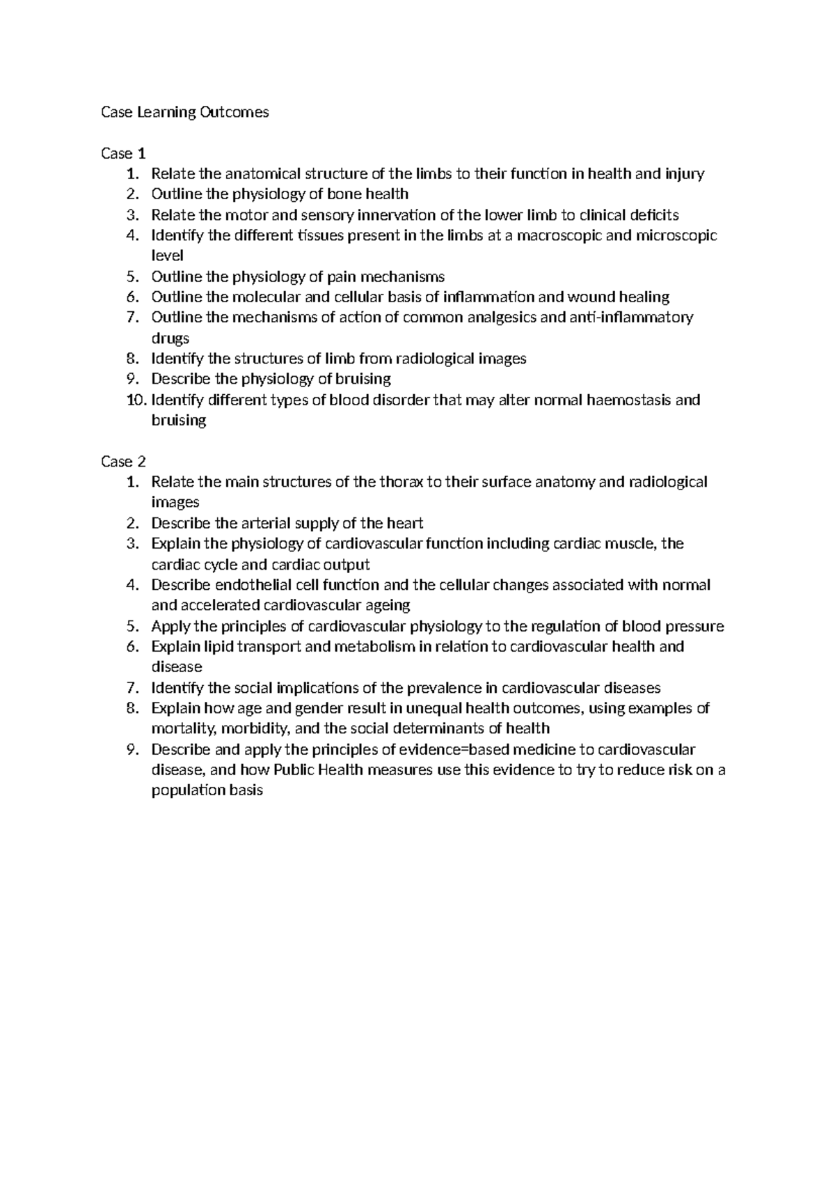 Case Learning Outcomes: Anatomy, Physiology & Health Implications - Studocu