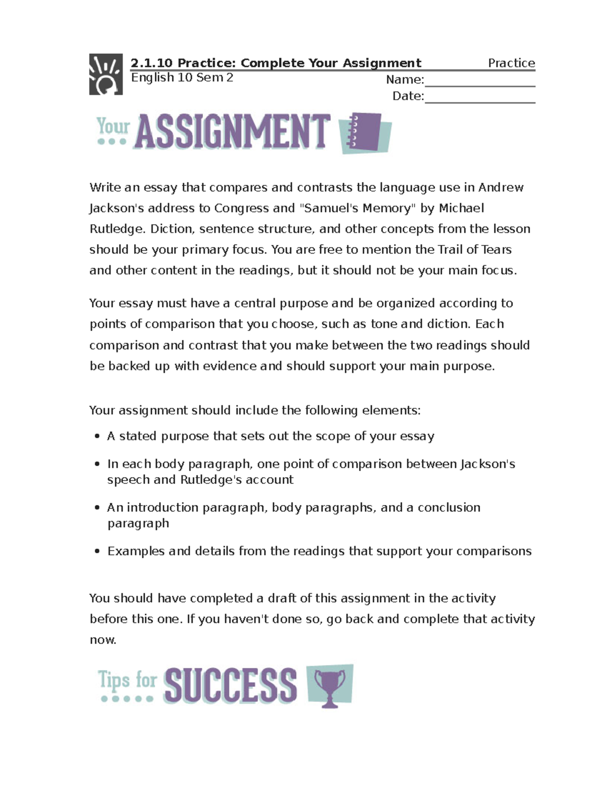 English 10 Sem 2: Essay Comparing Language Use in Two Texts - Studocu