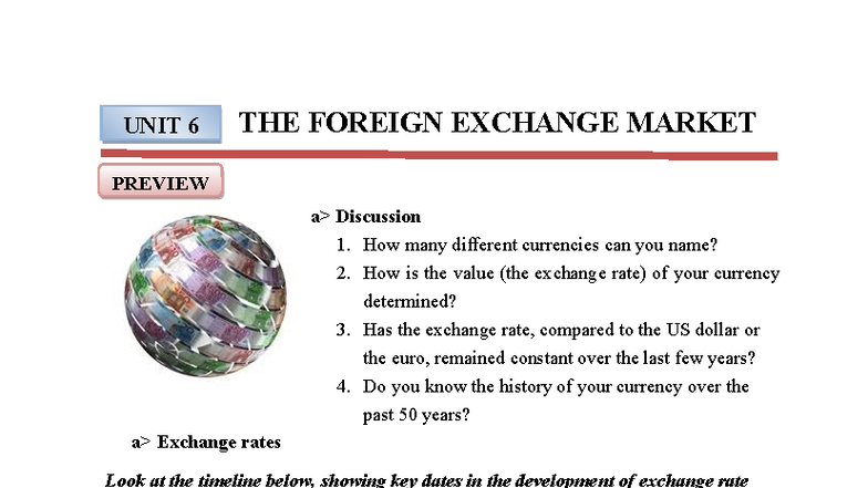 UNIT 6 Forex Market Overview - Tiếng Anh Chuyên Ngành 1 CLC - Studocu