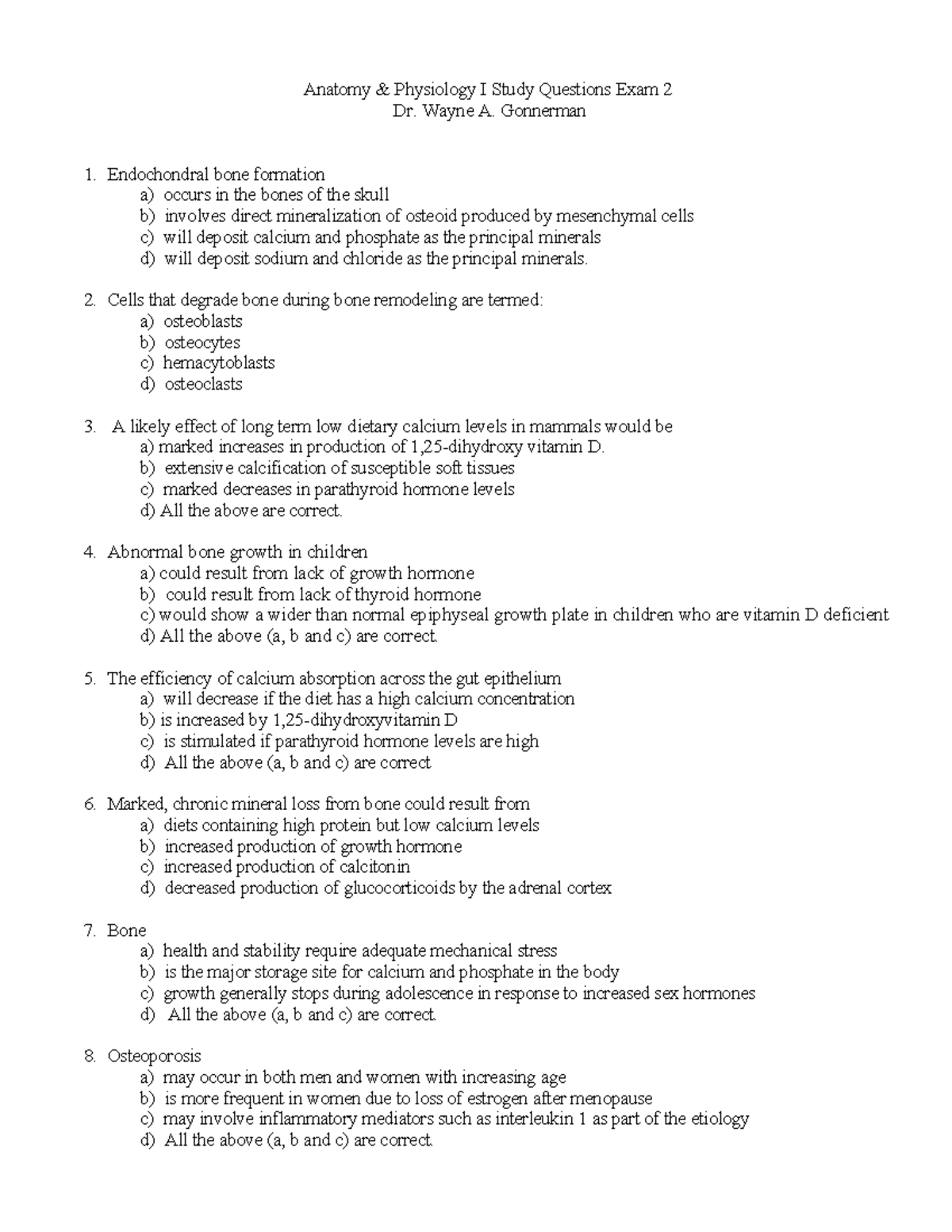 AP1 Anatomy & Physiology I Exam 2 Study Questions & Notes - Studocu