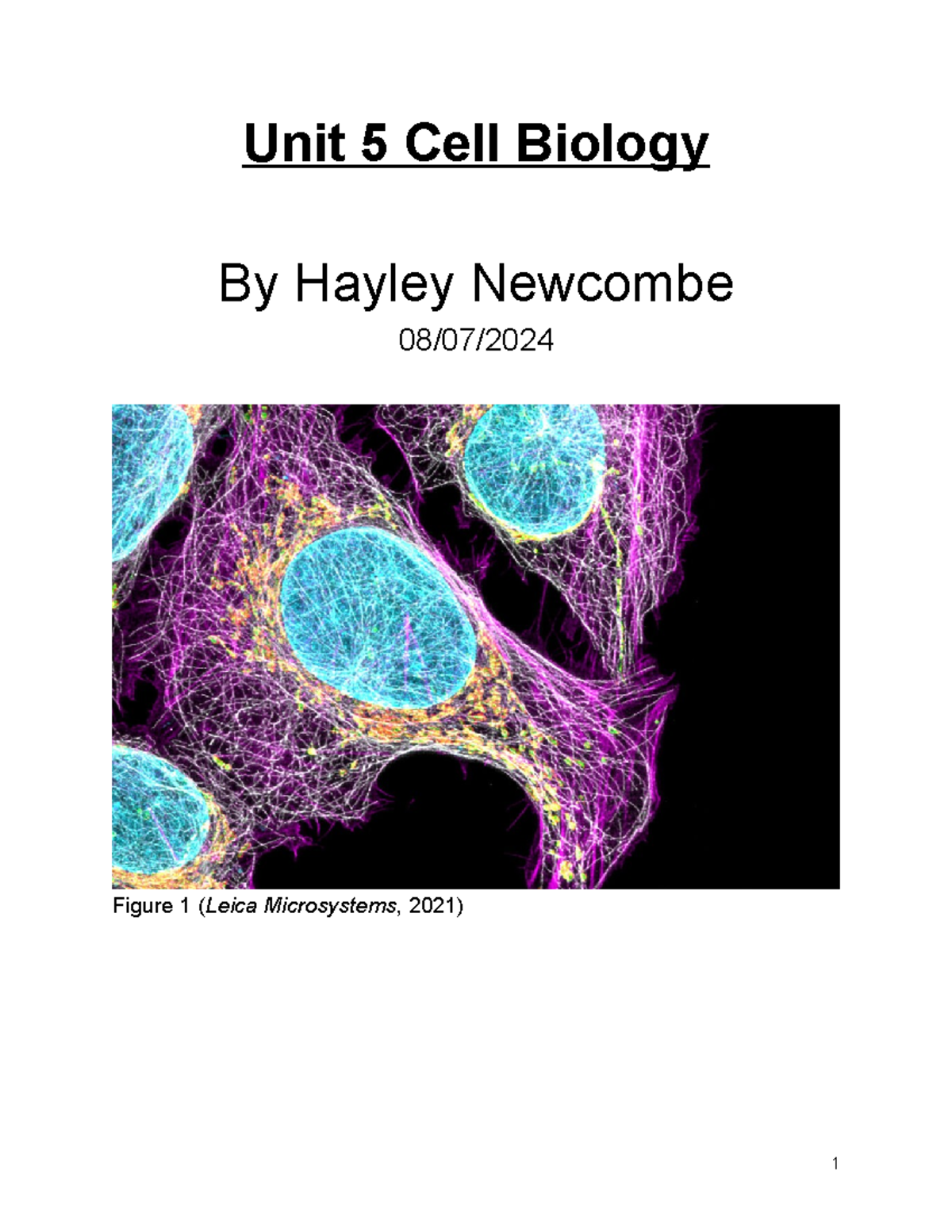 Unit 5 Cell Biology - unit 5 - Unit 5 Cell Biology By Hayley Newcombe ...