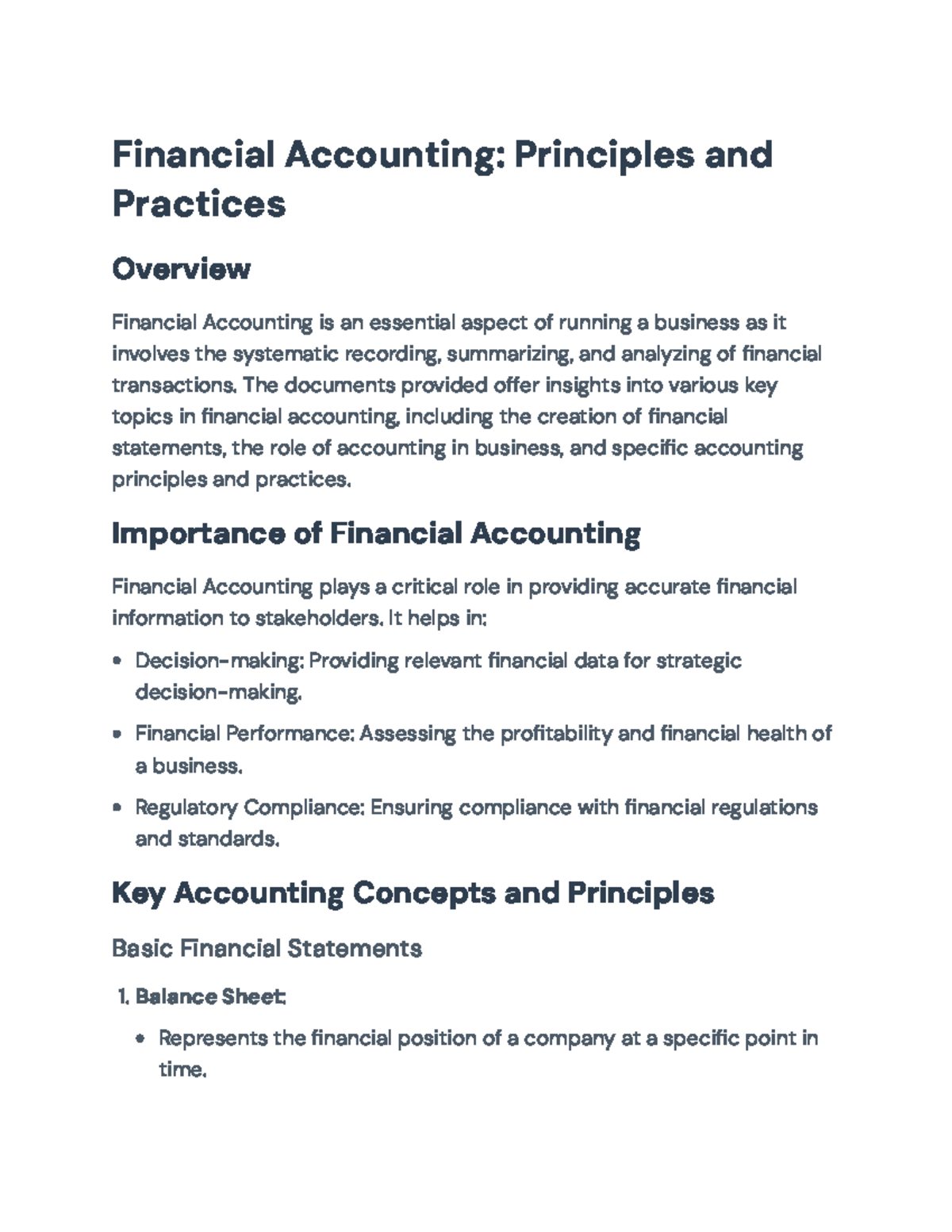 Financial Accounting Principles and Practices Overview - Financial ...
