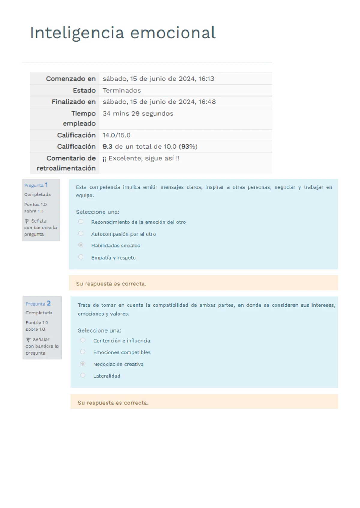 Examen Semana 2: Resumen de Inteligencia Emocional - Studocu