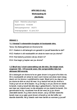 [Solved] Elke sin het n onderwerp en n gesegde - Afrikaans Taal ...