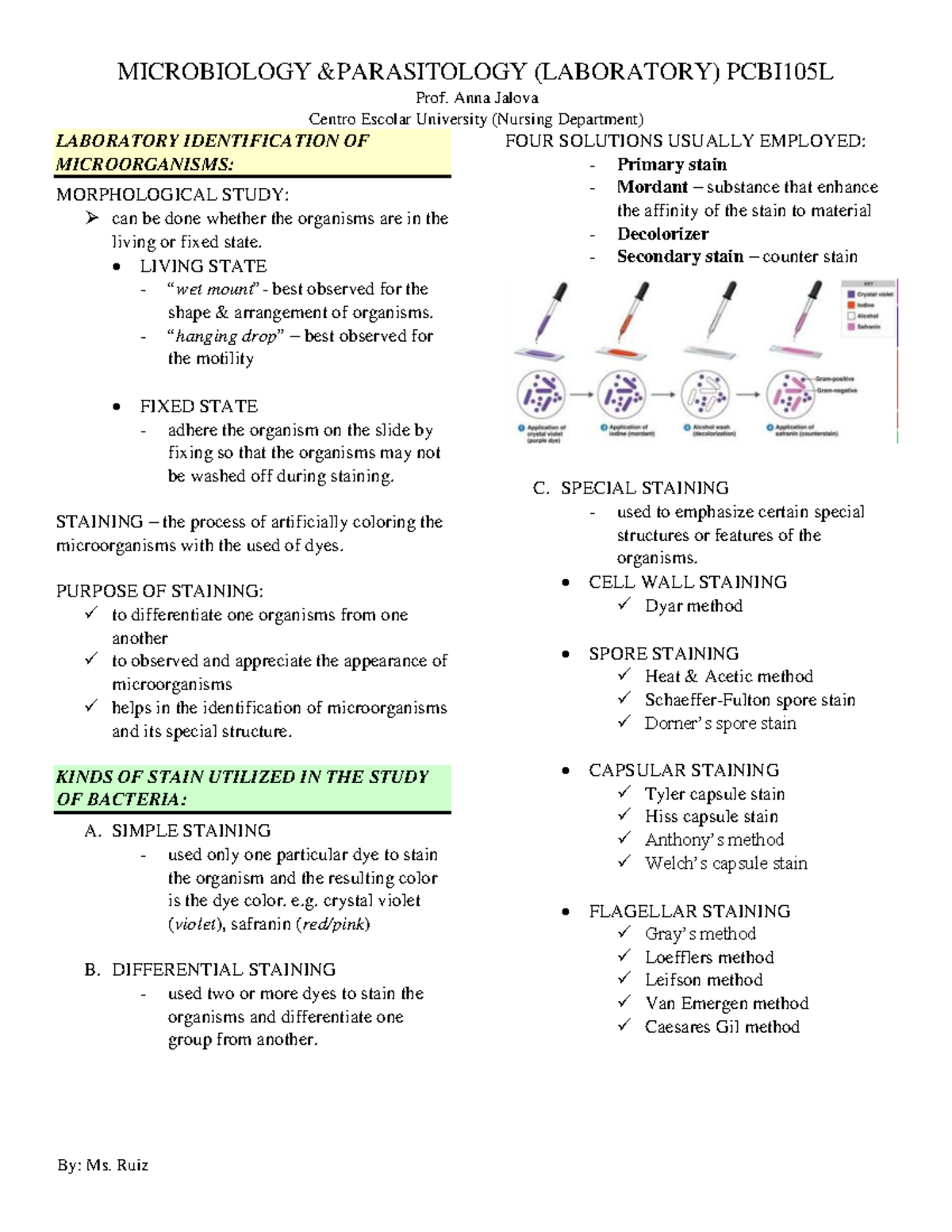 Micropara-LAB Mudule: Staining, Culture, and Media Overview - Studocu