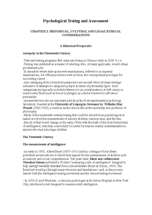 PSY 101: Psychological Testing Assessment Overview and Key Concepts ...