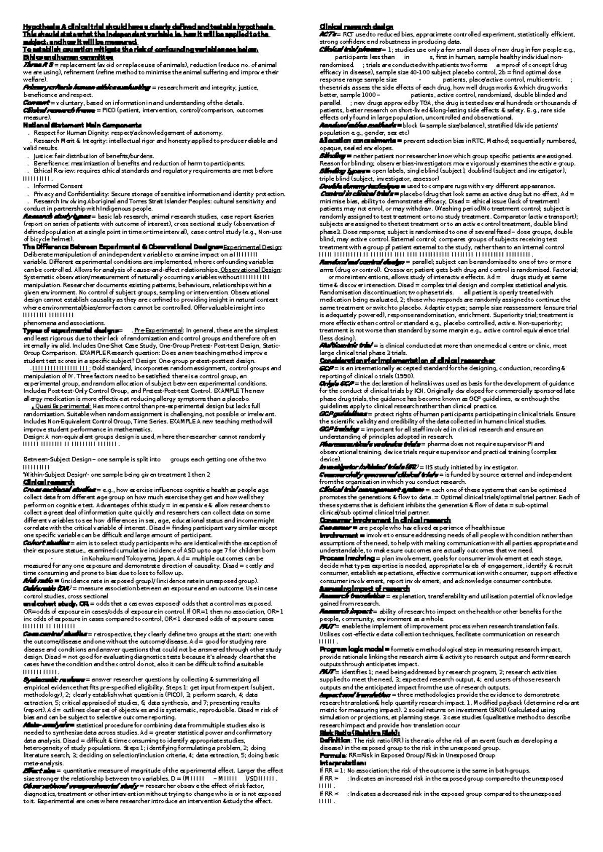 Clinical Research Cheat Sheet: Key Concepts & Methodologies (CRS 101 ...