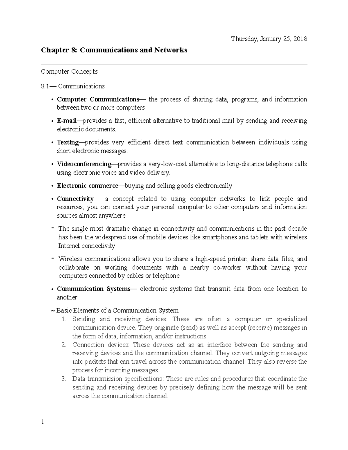 Chapter 8- Communications and Networks - Chapter 8: Communications and ...