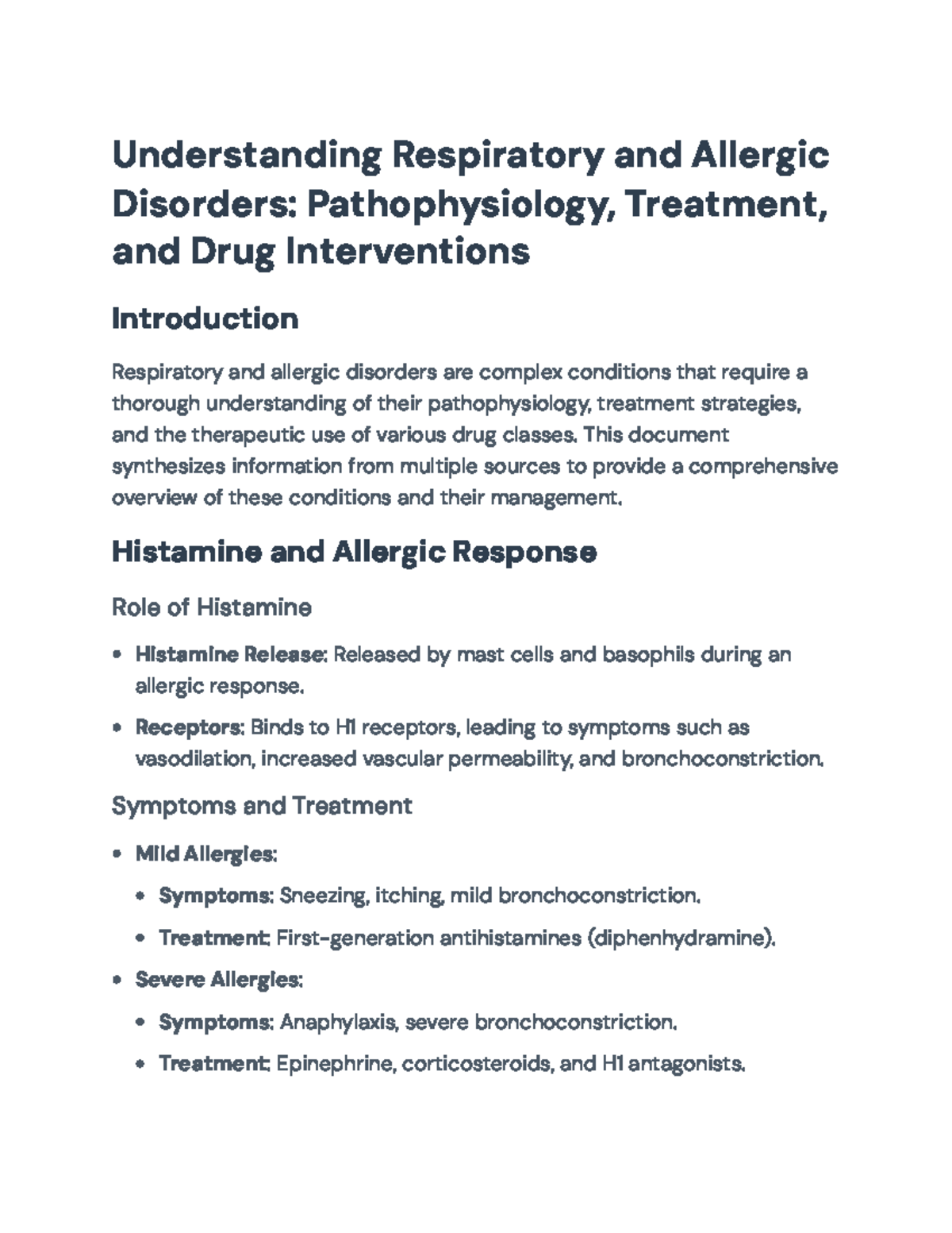 Respiratory & Allergic Disorders: Pathophysiology & Treatment Overview ...