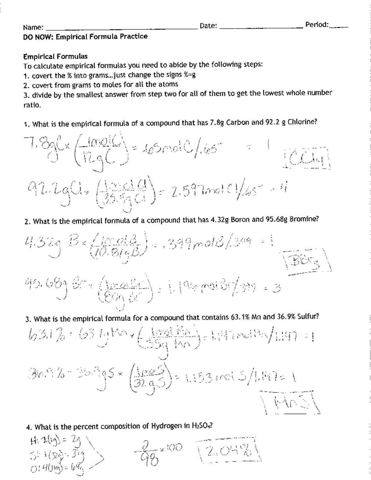 Quiz+Review-Stoichiometry+Answer+Key - Name: Date: Period: DO NOW ...