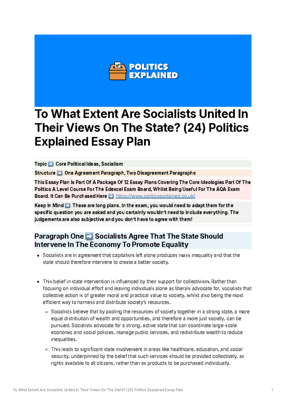 To What Extent Are Socialists United On The State? (24) Politics Essay ...