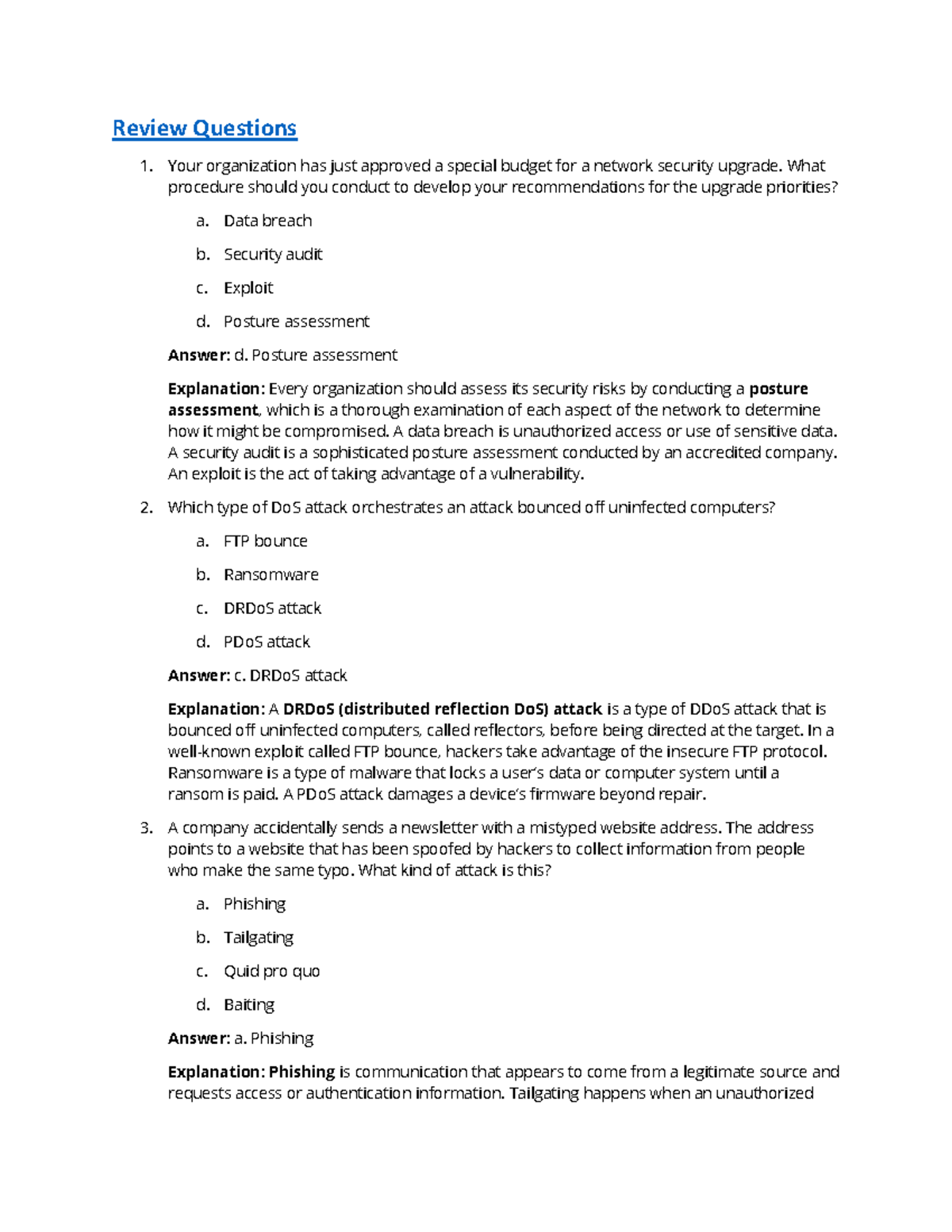Chapter 10 - End of Chapter Review Questions - Review Questions Your ...