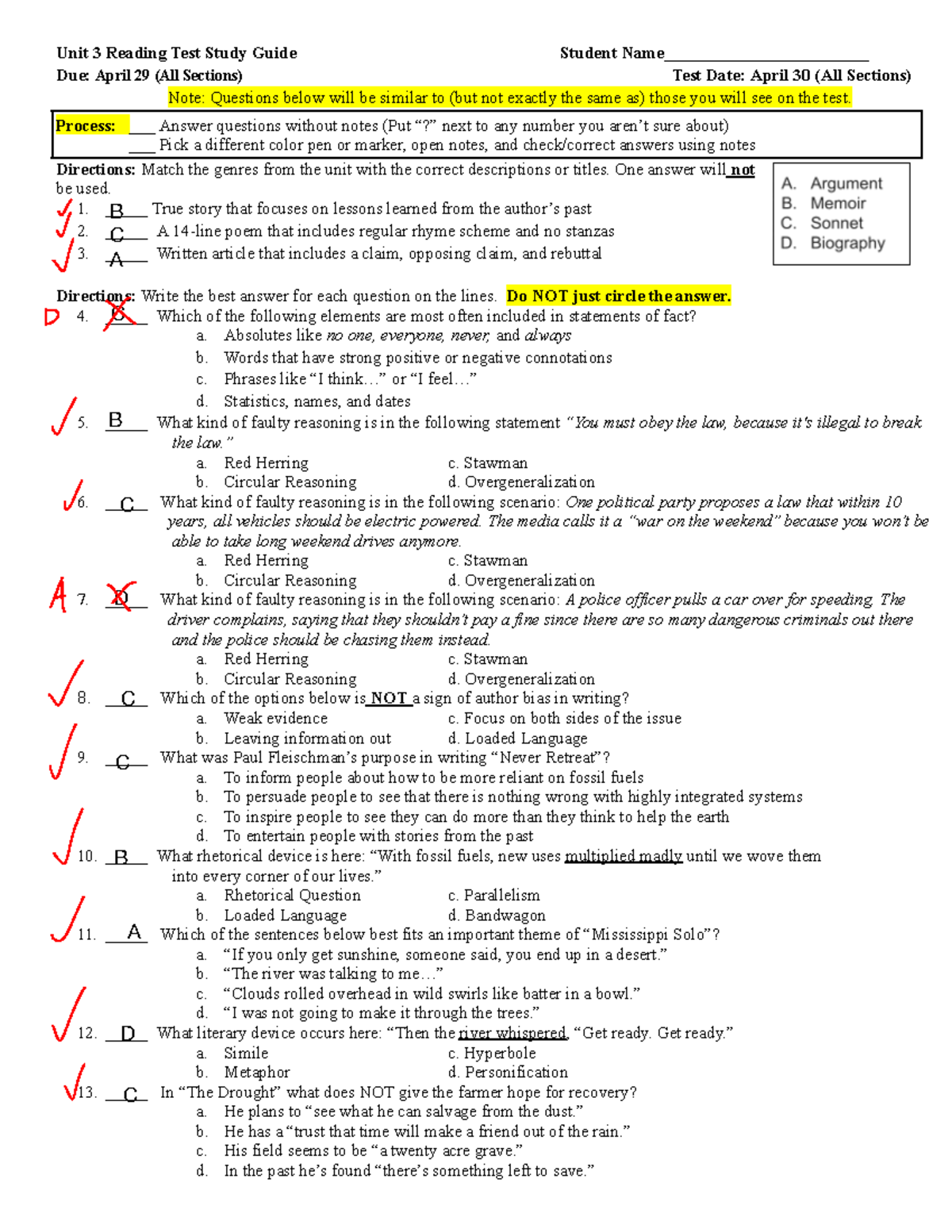Unit 3 Literature Study Guide 25 - Unit 3 Reading Test Study Guide ...