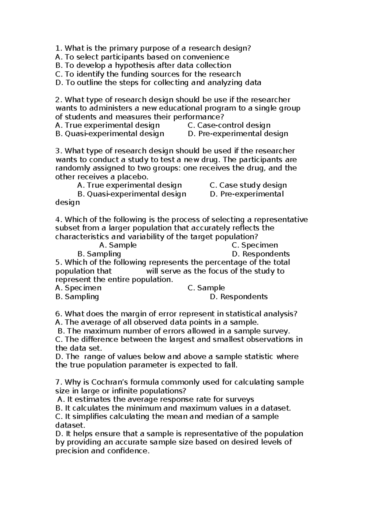 Research Design Concepts: Pr2 Final Exam Reviewer - Studocu