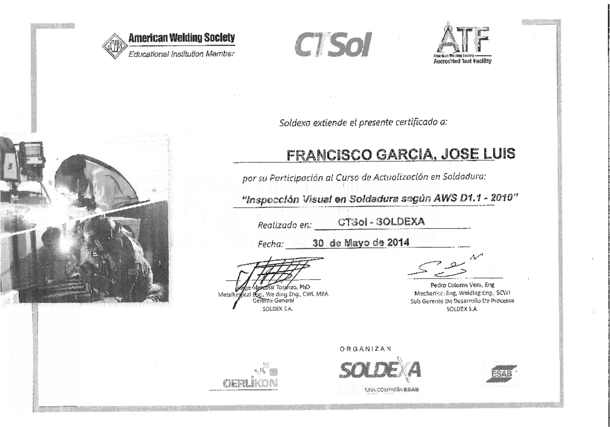 AWS C7 Course Certificate: Inspección Visual en Soldadura - Studocu