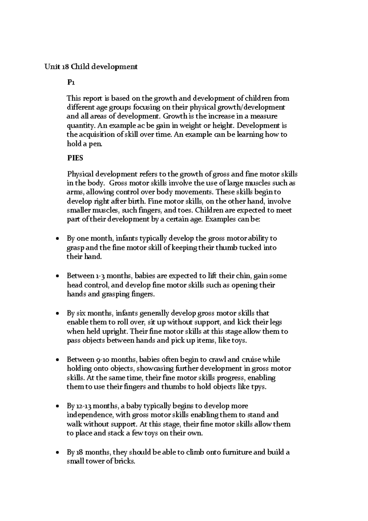 Unit 18 Child Development: Growth Across Age Groups and Milestones ...
