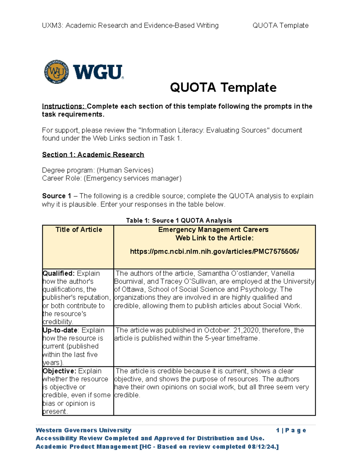 Quota Template (Auto Recovered) - QUOTA Template Instructions: Complete ...