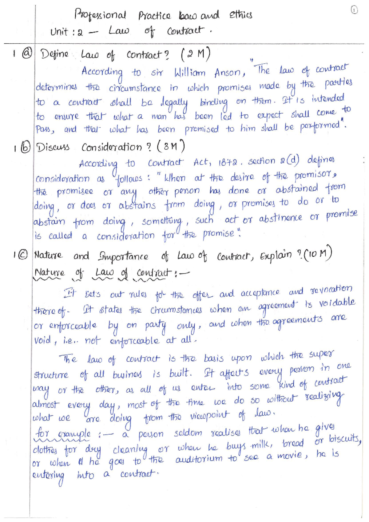 UNIT-2 PPLE Notes: Law of Contract Overview and Key Concepts - Studocu
