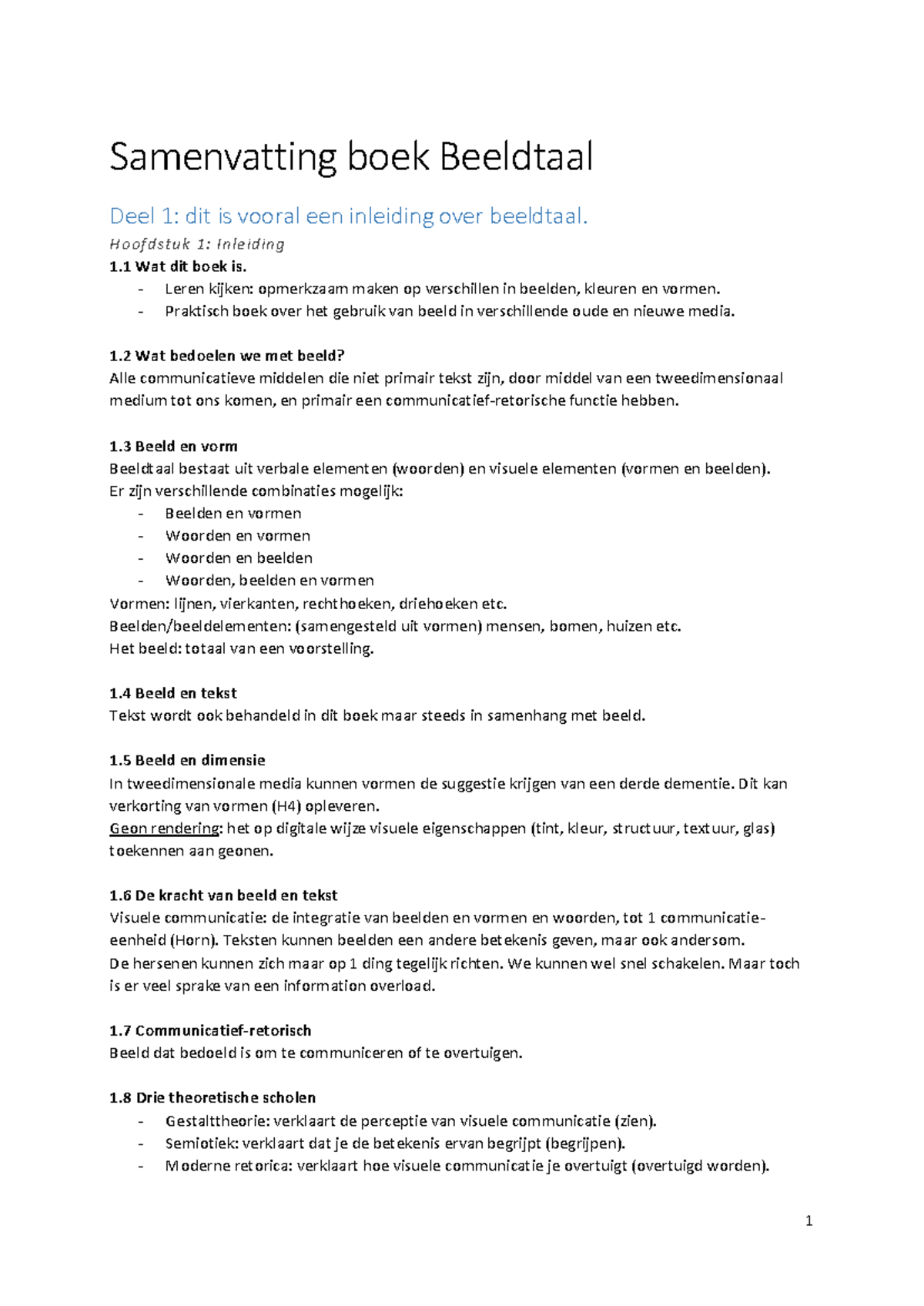 Samenvatting Beeldtaal, Perspectieven Voor Makers En Gebruikers college ...