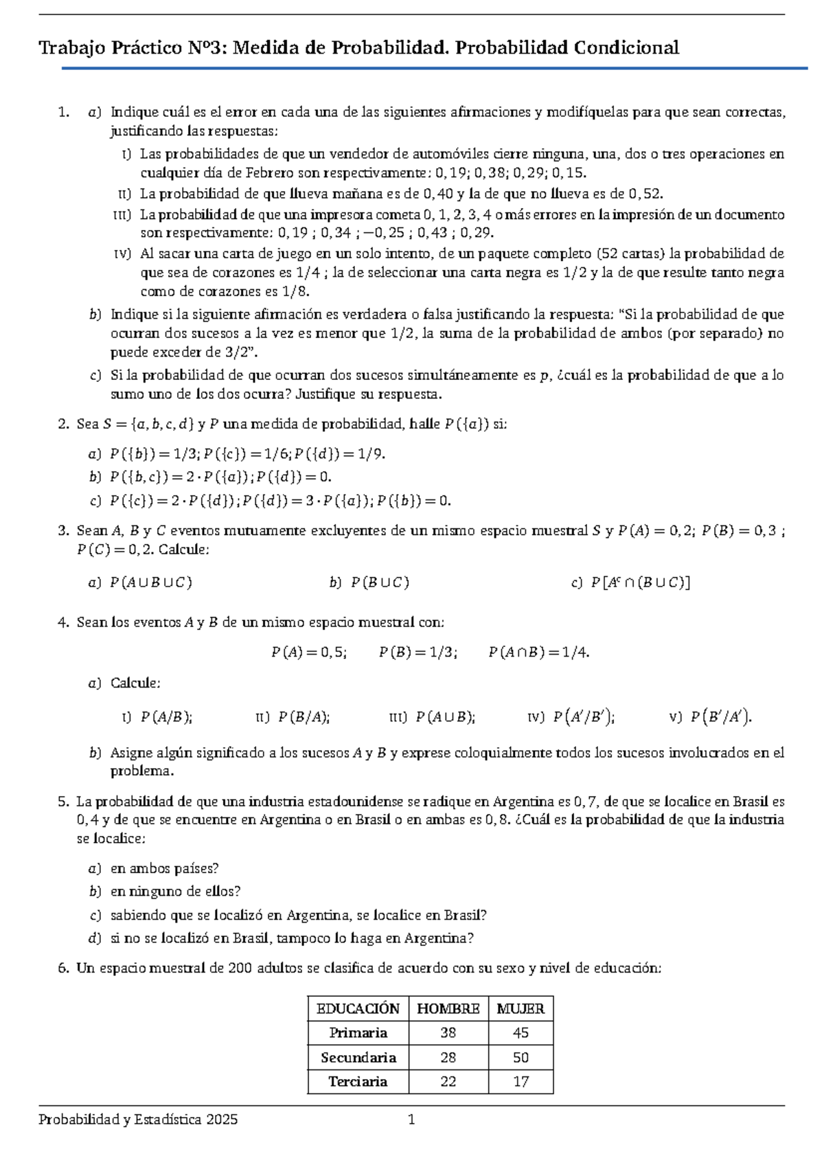 TP3 - Medida de Probabilidad y Probabilidad Condicional 2025 - Studocu
