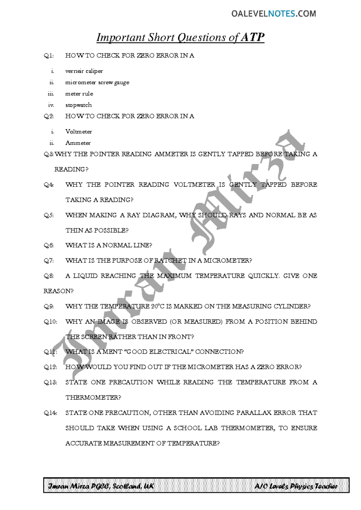Physics Q&A Notes for PGCC Level Study - Studocu