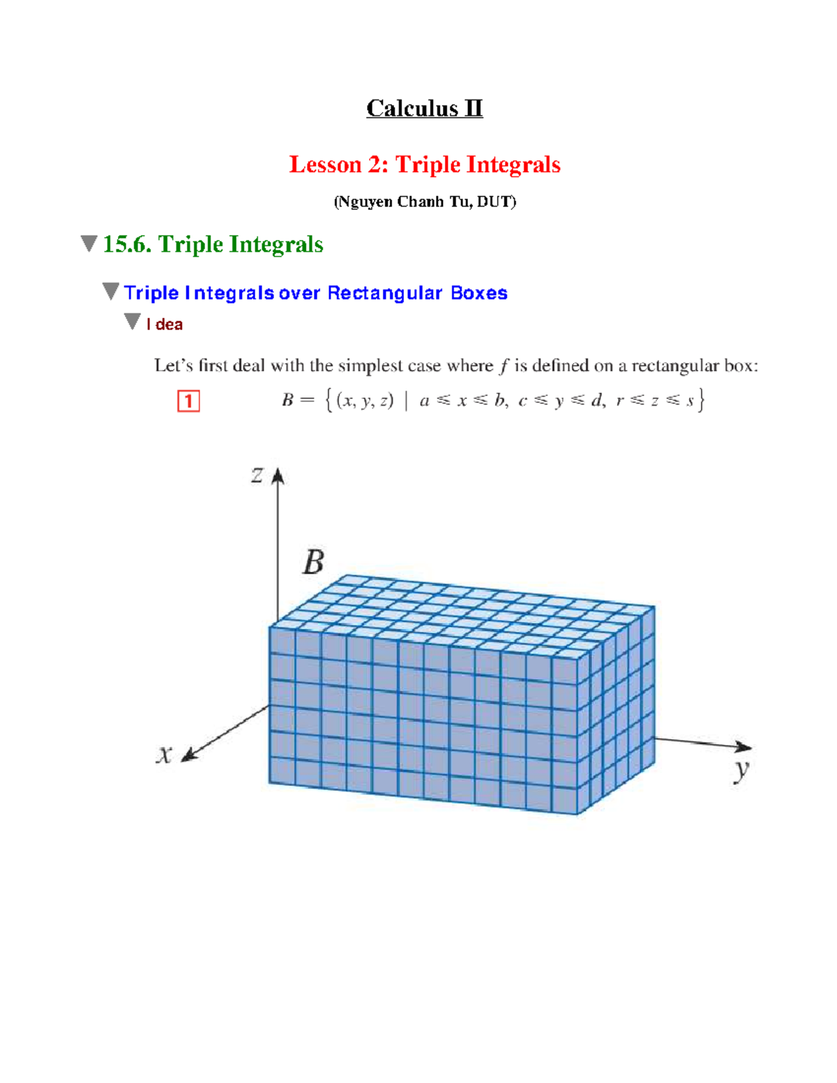 Calculus II Lesson 2: Triple Integrals Overview (DUT) - Studocu