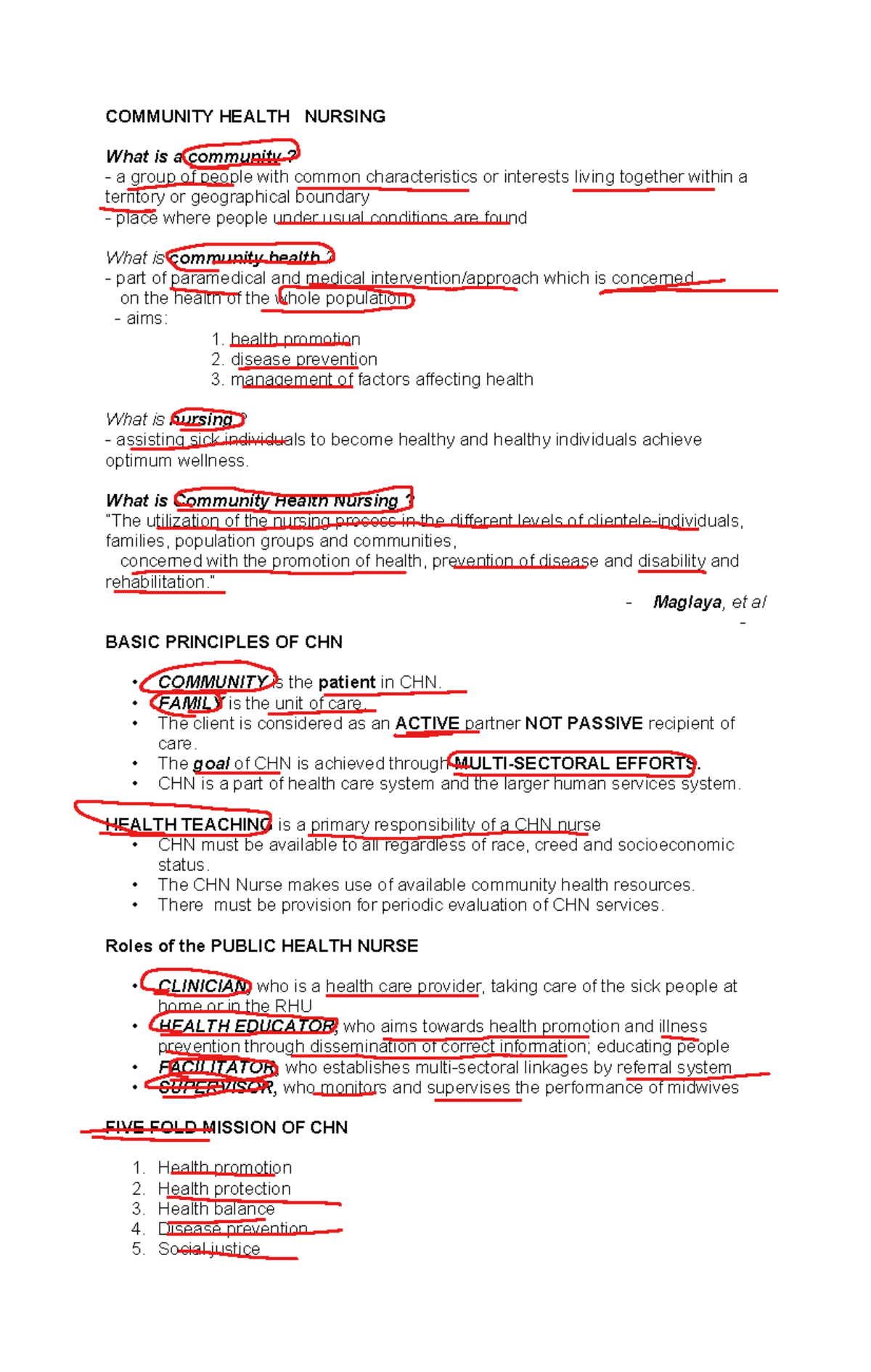 Community Health Nursing (CHN) Study Notes and Review Guide - Studocu