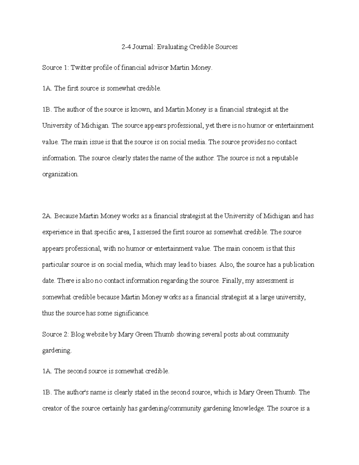 Module 2 Journal: Assessing Credibility of Sources - Studocu