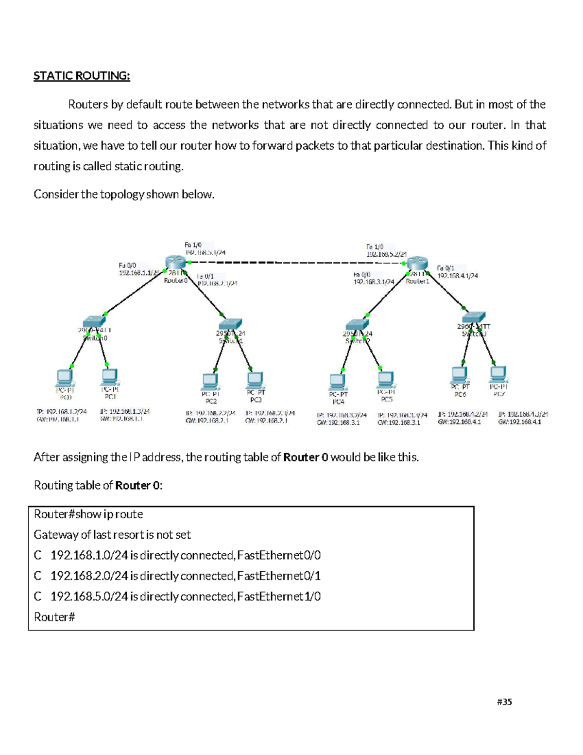 CN-SNU-2 - Static Routing - STATIC ROUTING: Routers by default route ...