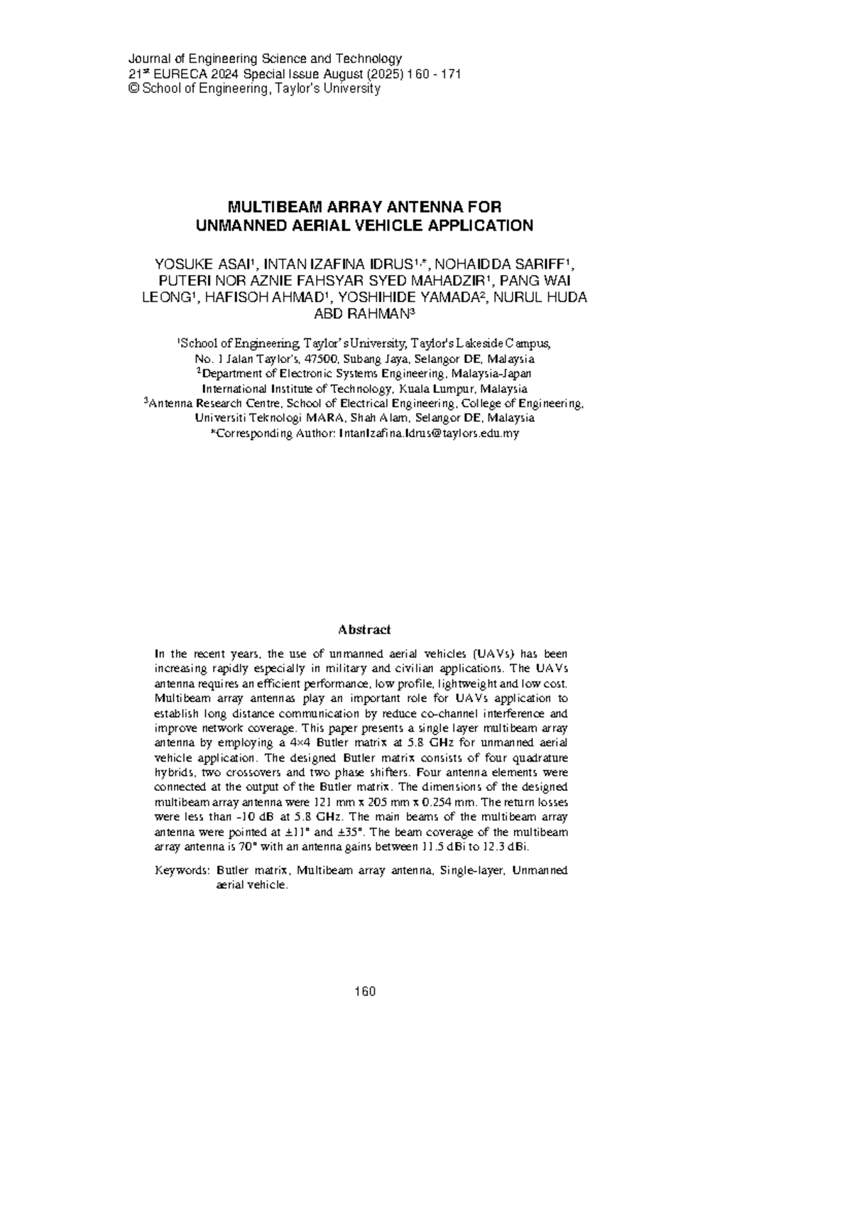 Multibeam Array Antenna Design for UAV Applications - EURECA 2024 - Studocu