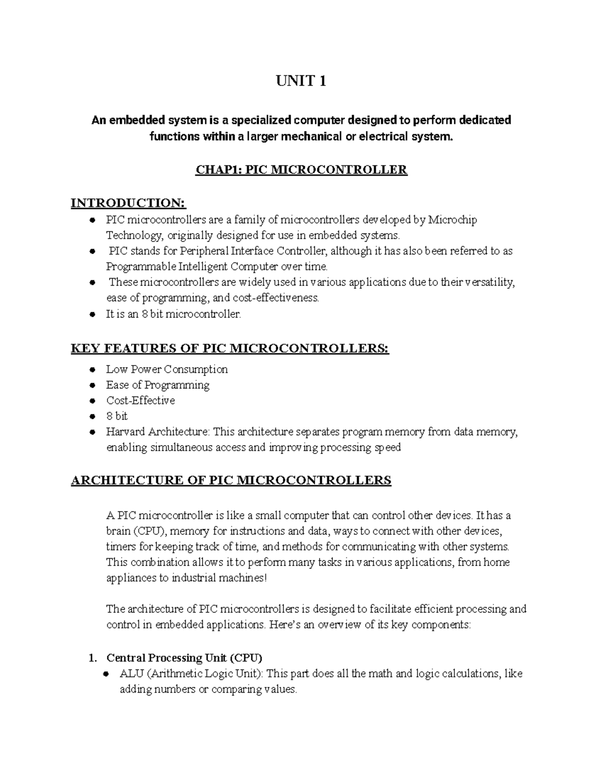ES UNIT 1-1 - Embedded System notes - UNIT 1 An embedded system is a ...
