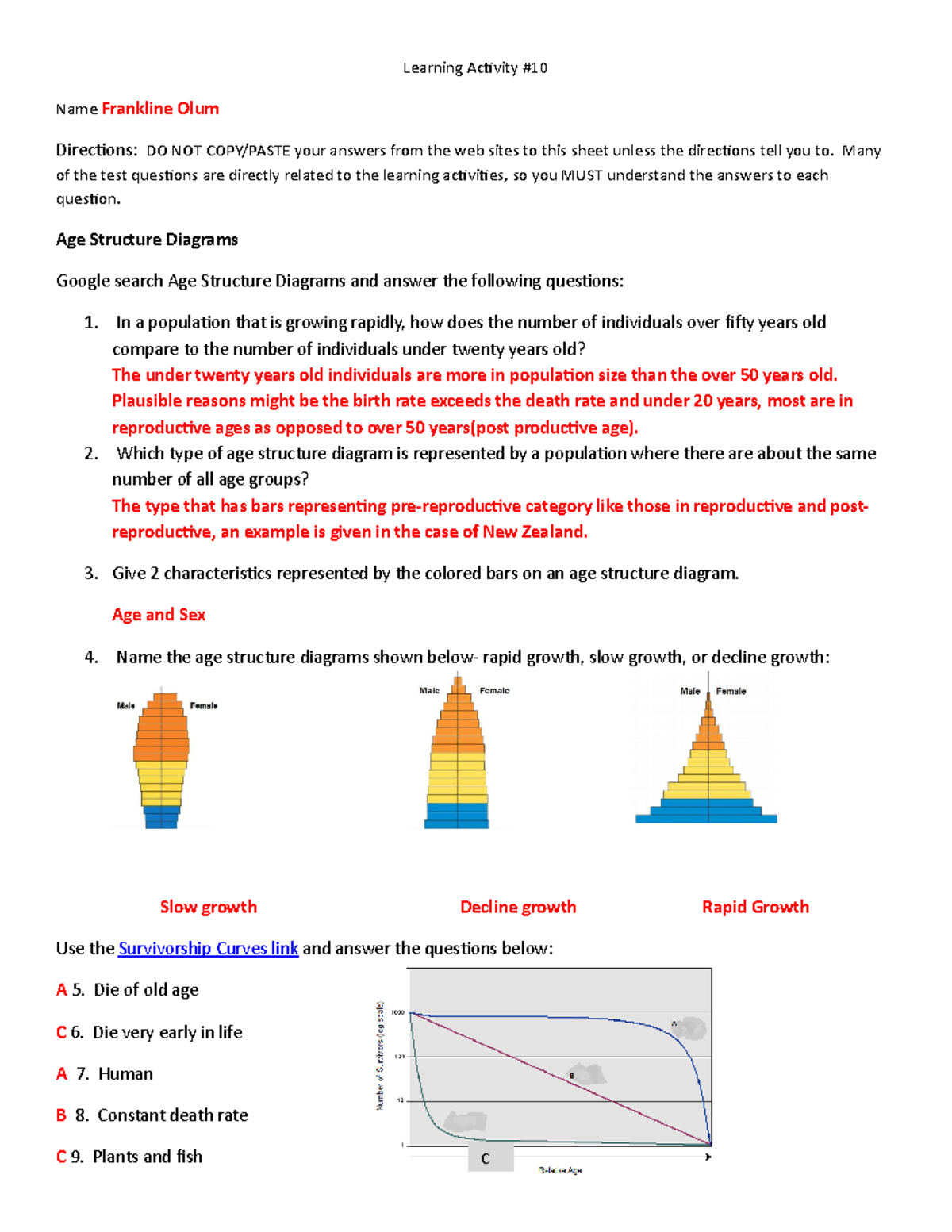 Learning Activity 10 - Age Structure Diagrams & Population Dynamics ...