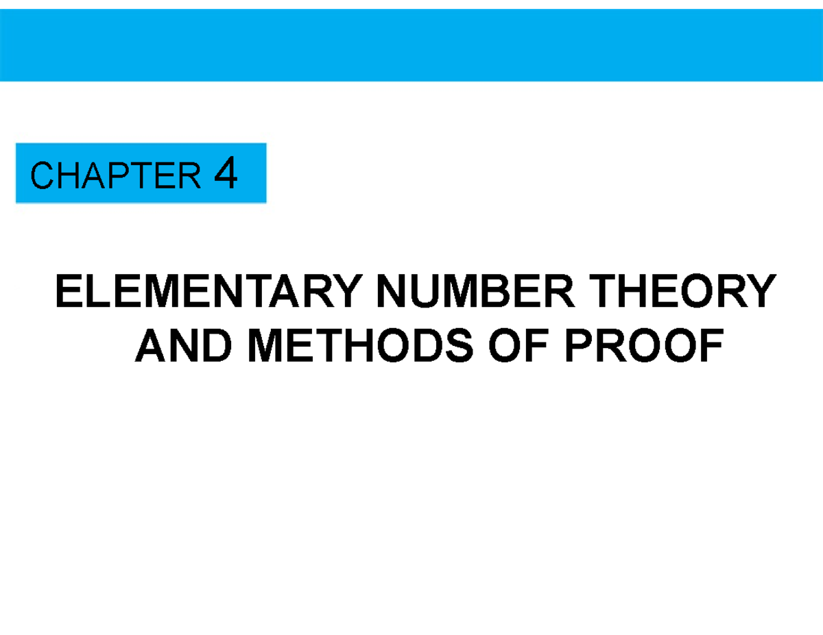 CHAPTER 4.2: Writing Proofs of Universal Statements in Number Theory - Studocu