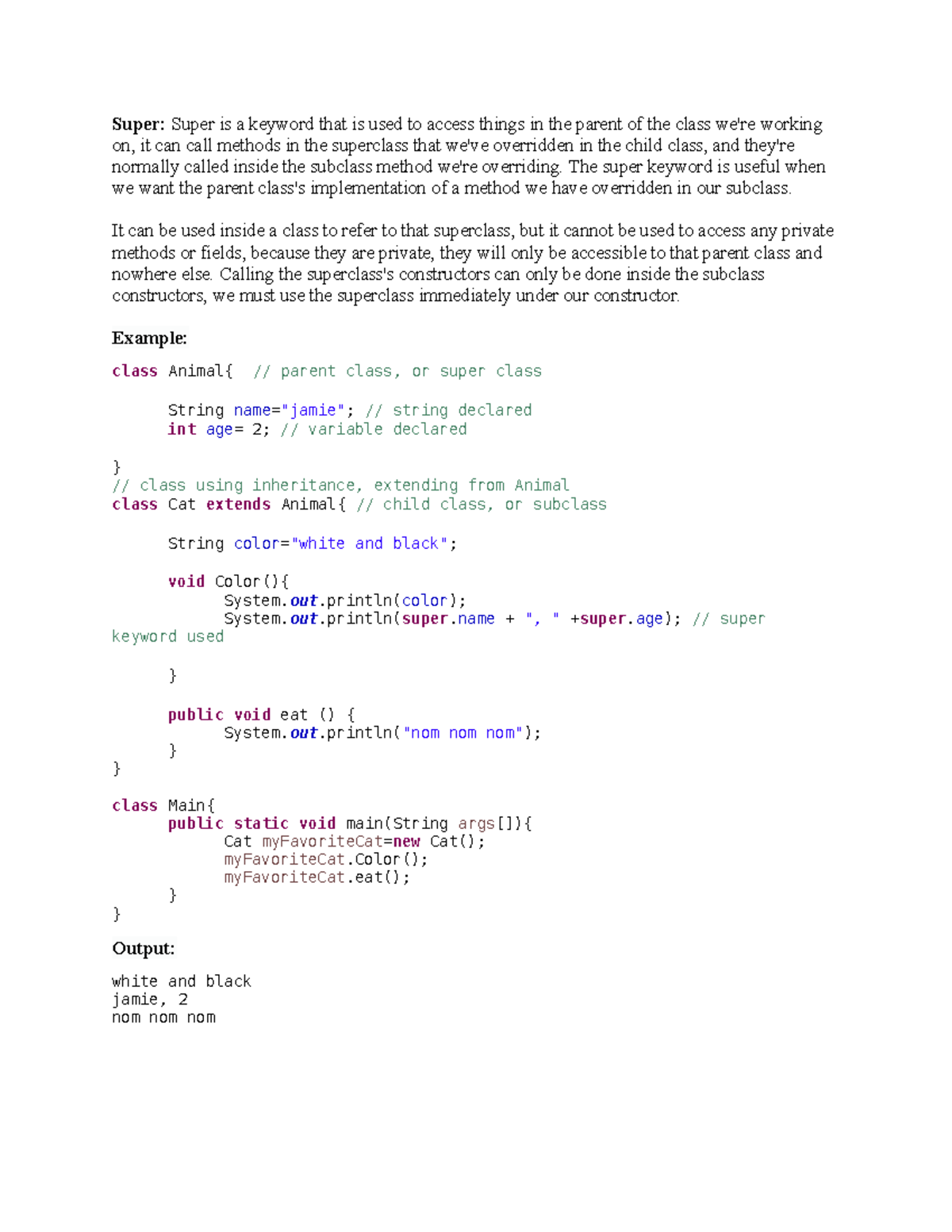 Unit 5 Discussion: Understanding the 'Super' Keyword in Inheritance - Studocu