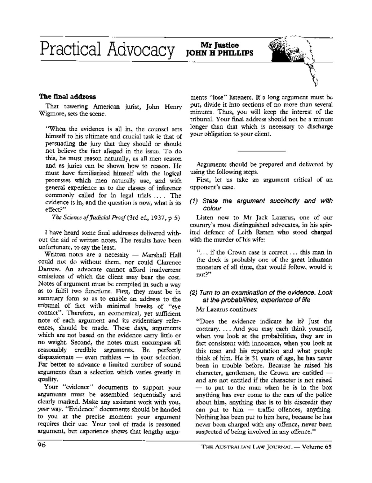 Practical Advocacy (LAW 101): Final Address Techniques and Insights ...