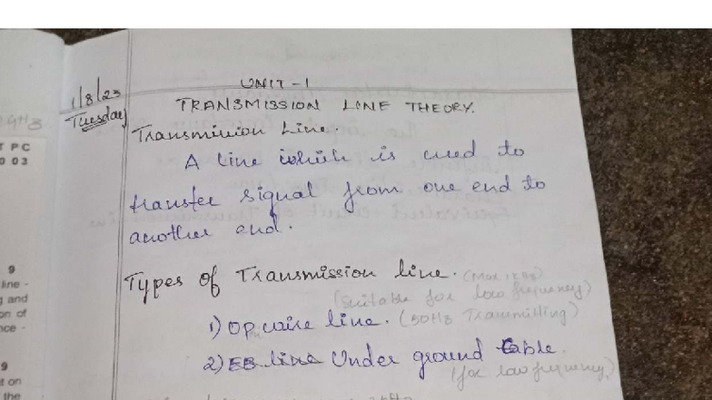 Transmission Line Theory (TLRF) - Key Concepts and Equations - Studocu
