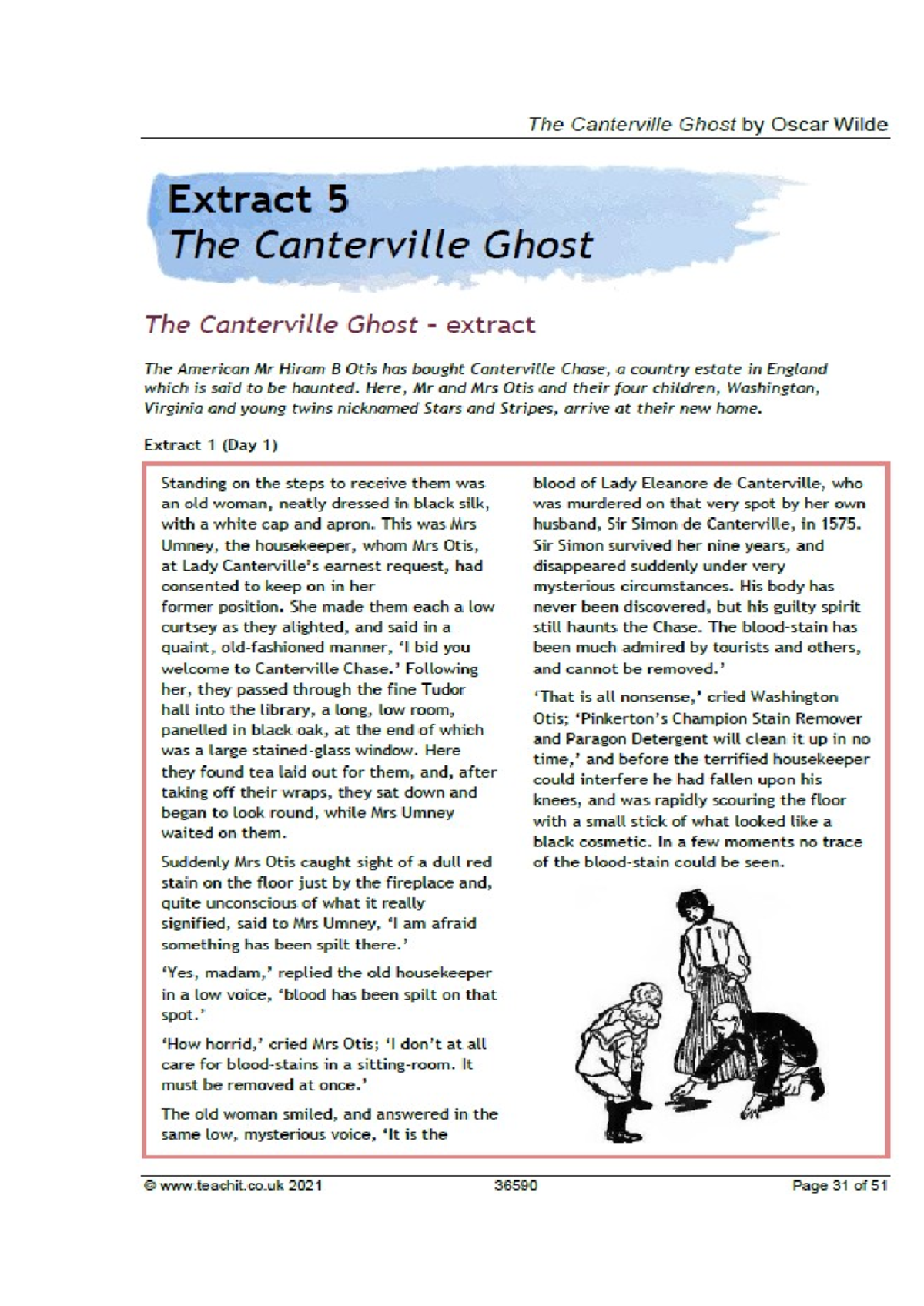 The Canterville Ghost Reading Comprehension: Extracts & Questions - Studocu