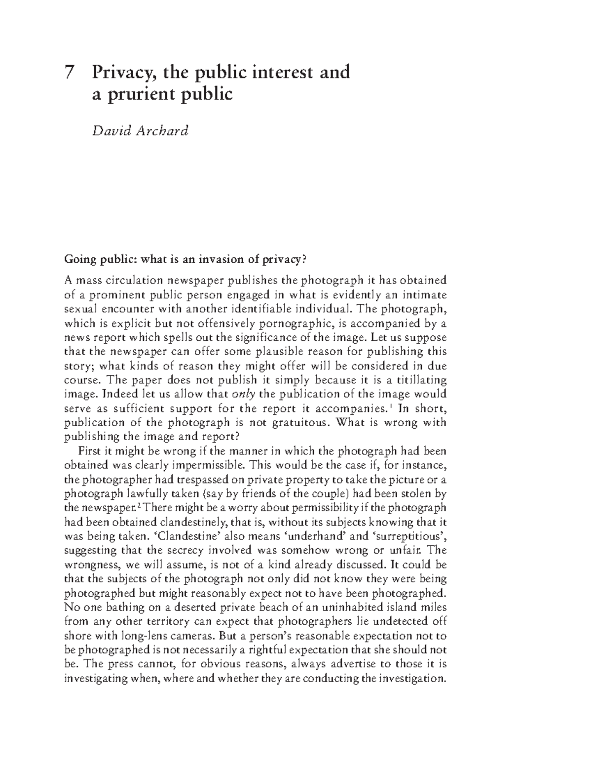 Privacy media ethics - 7 Privacy, the public interest and a prurient ...