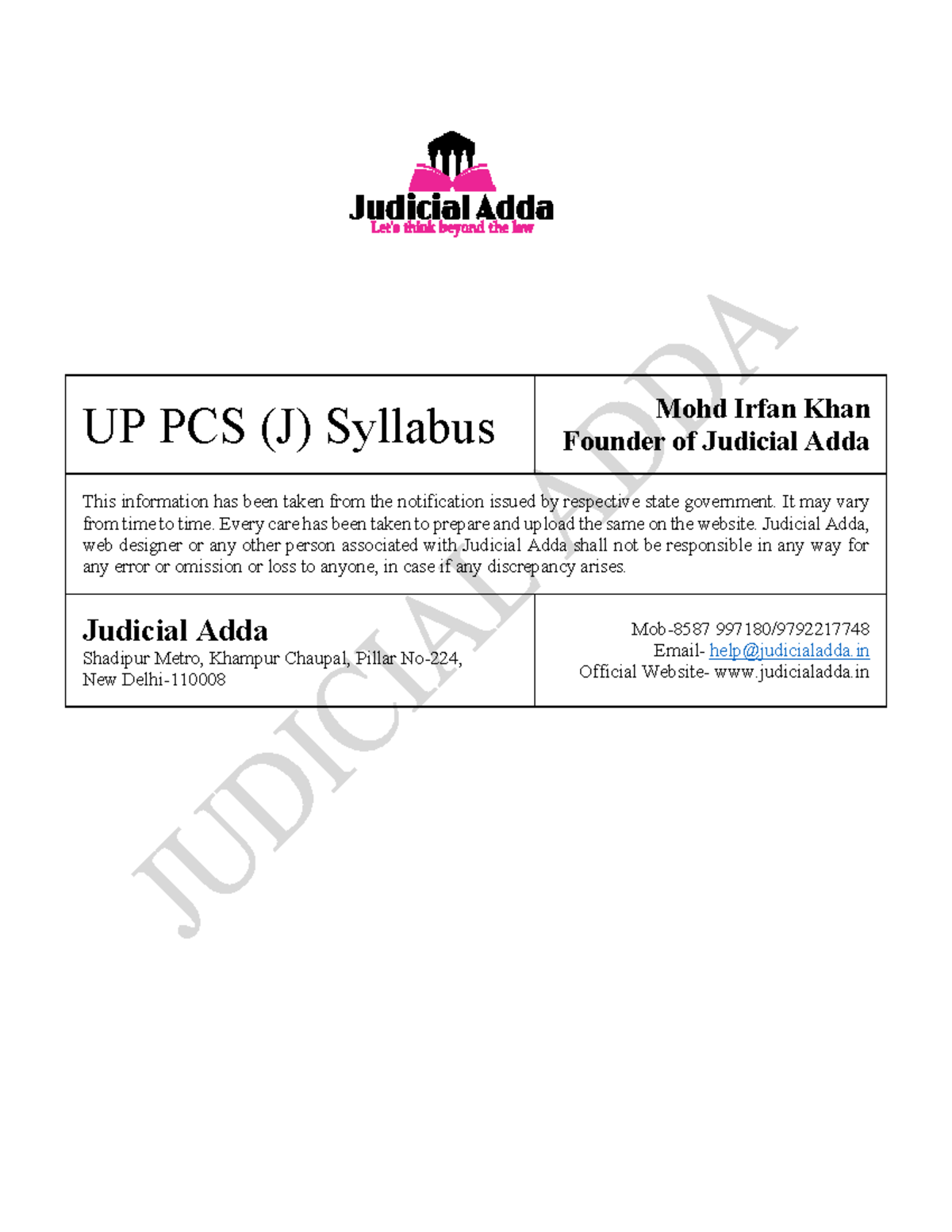 UP PCS (J) Syllabus for Civil Judge Recruitment Exam - Studocu