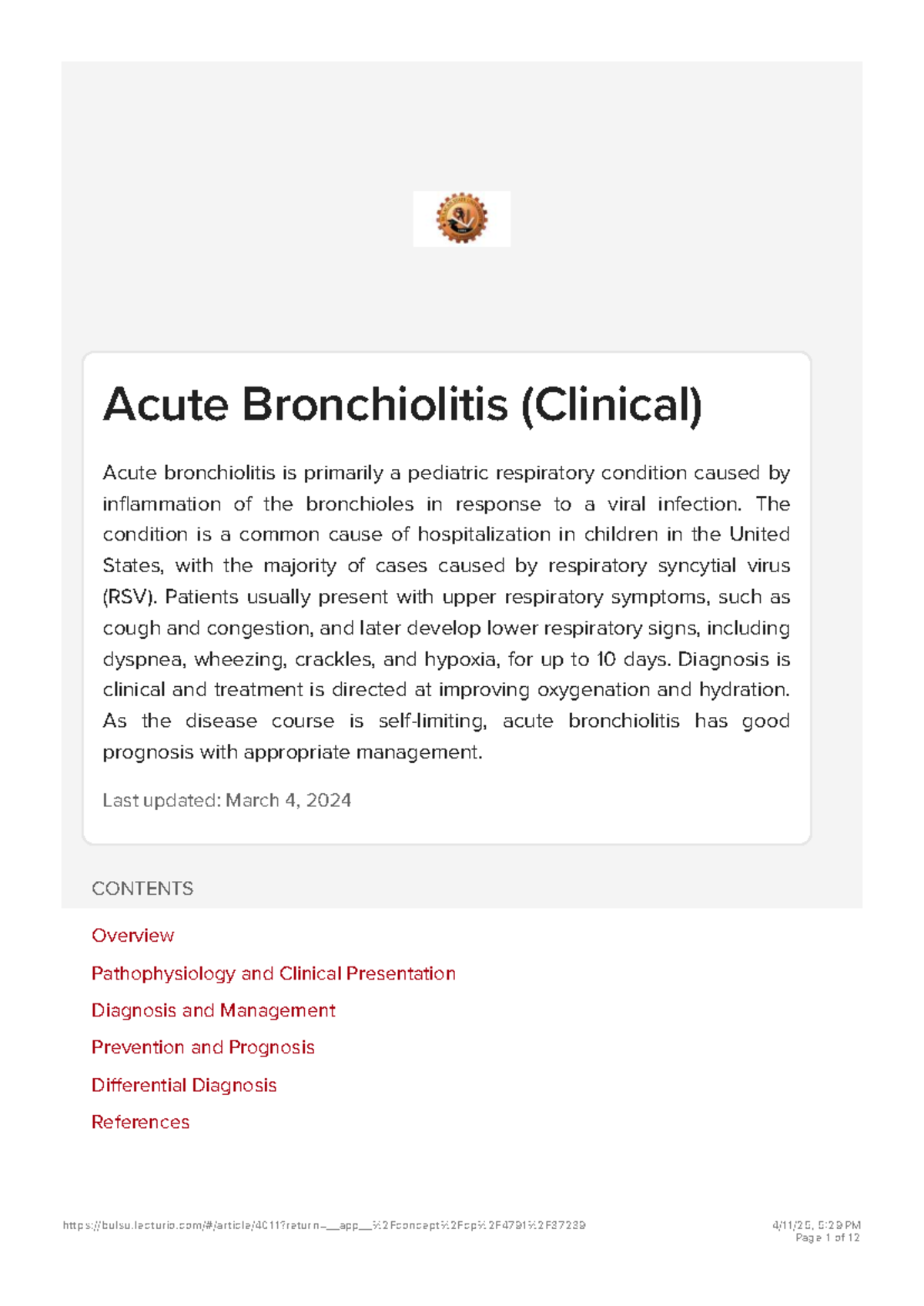 Acute Bronchiolitis Clinical Bulacan State University - Acute ...