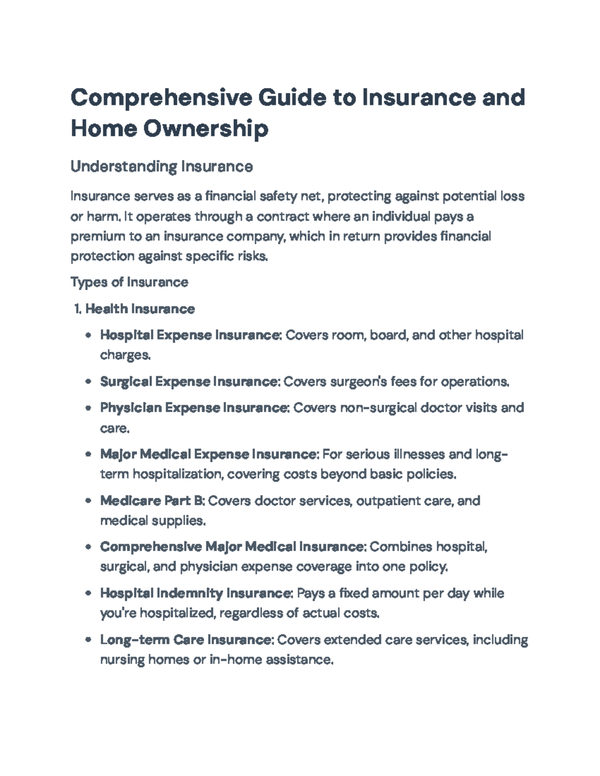 Comprehensive Guide to Insurance and Home Ownership Basics ...