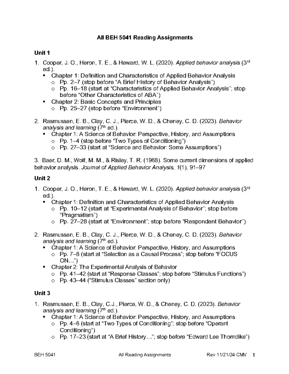BEH 5041 Comprehensive Reading Assignments Overview - Studocu