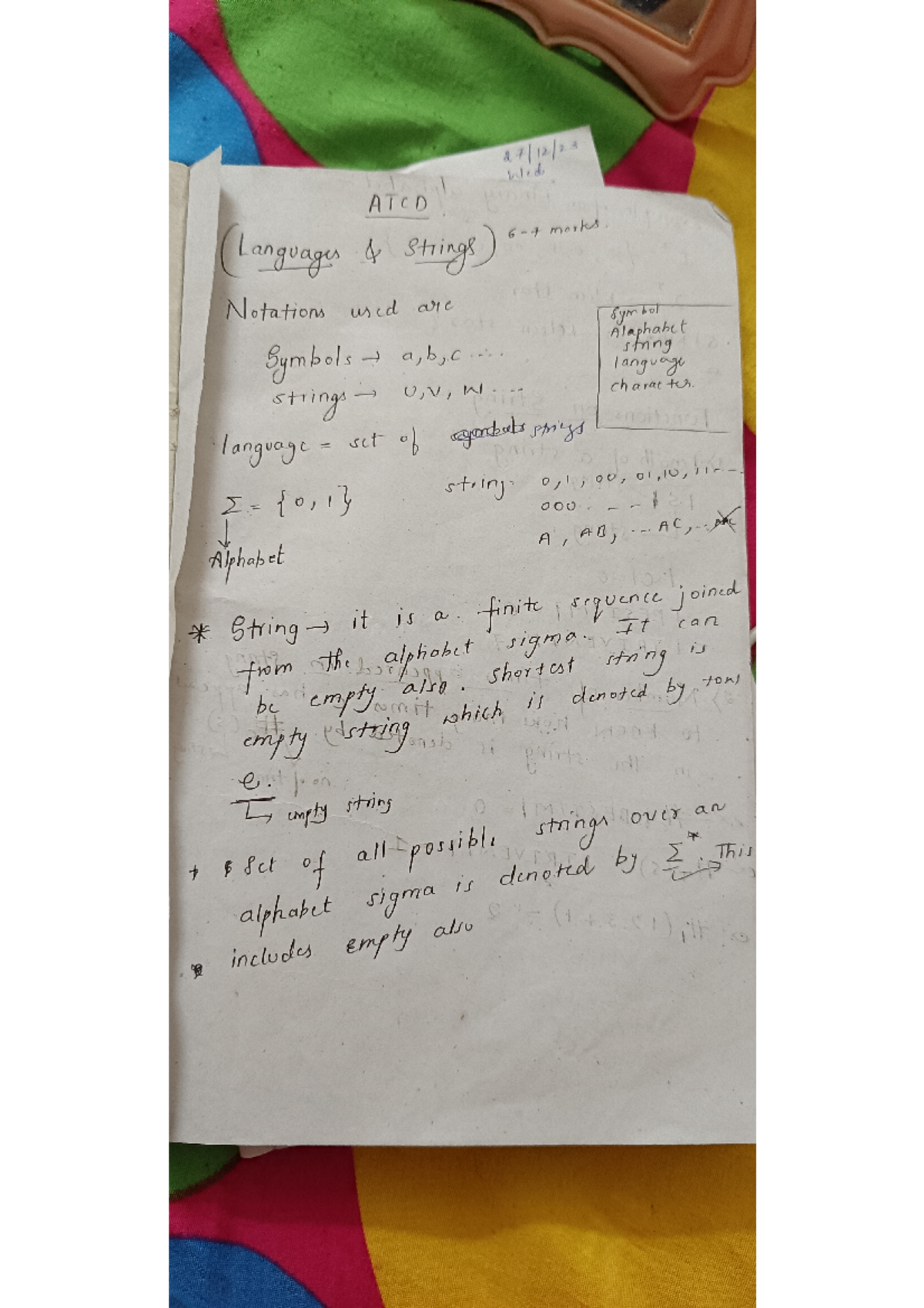Atcd - Atcd pdf - ATCD marks Languages strings) Notations used are ...