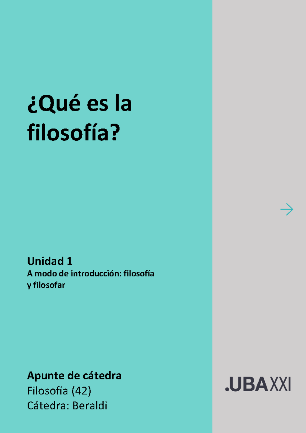 Unidad 1: ¿Qué es la Filosofía? Introducción a la Filosofía (Filosofía ...