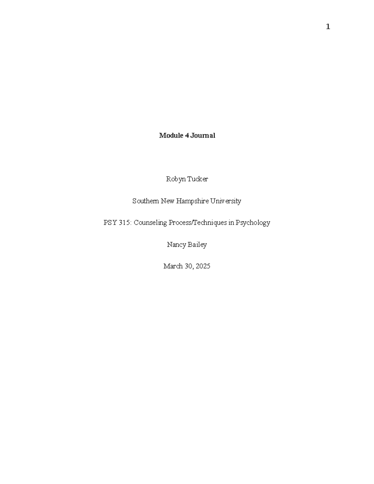 PSY 315 Module 4 Journal: Exploring the Justice Principle in Counseling ...