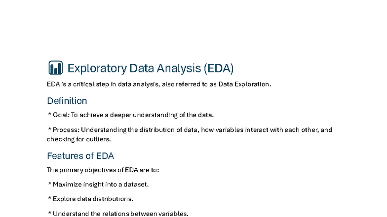 FDS - Exploratory Data Analysis and Visualization Techniques - Studocu