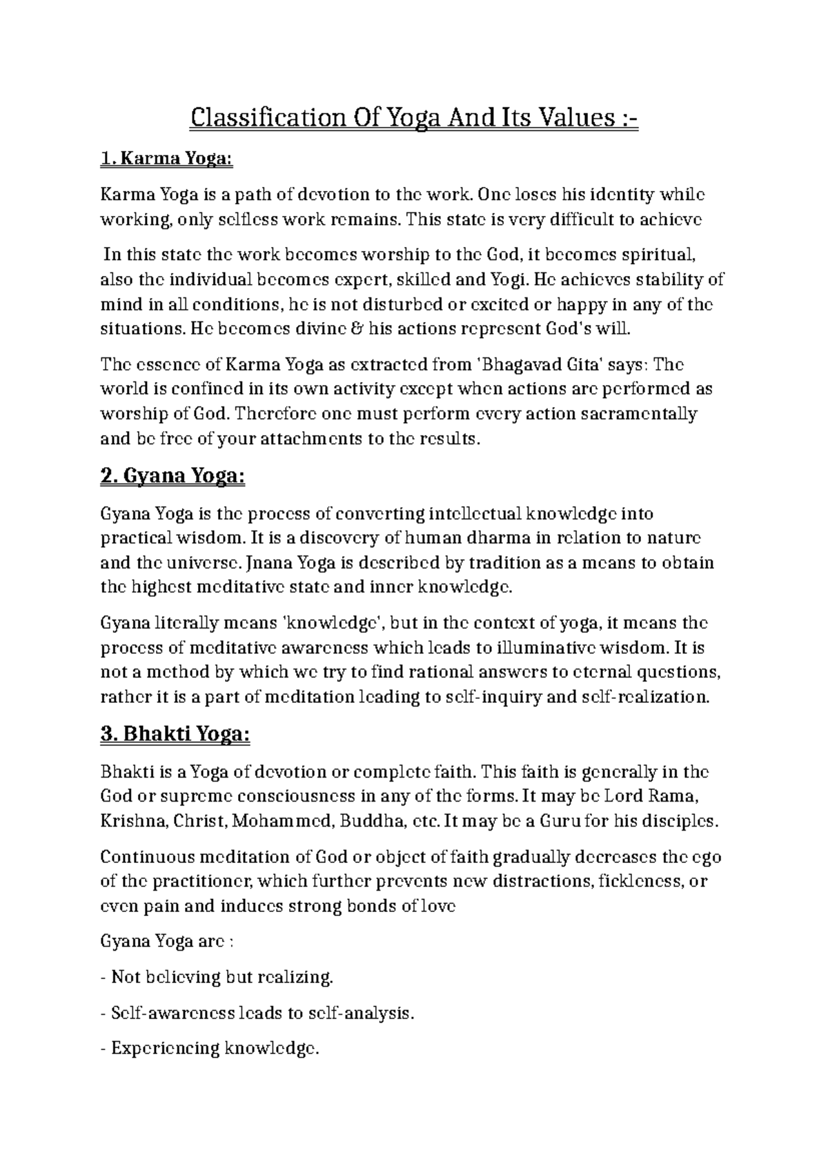 Classification Of Yoga And Its Values - Karma Yoga: Karma Yoga is a ...